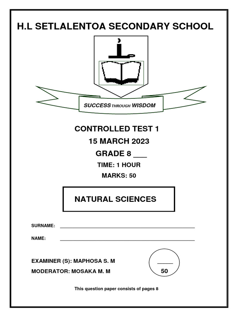 Grade 8 (NS) March 2023 Test 1 | PDF | Photosynthesis | Ecosystem