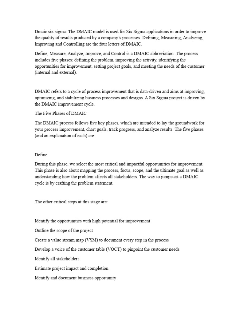 Dmaic and Approach of Six Sigma | PDF | Six Sigma | Business Process