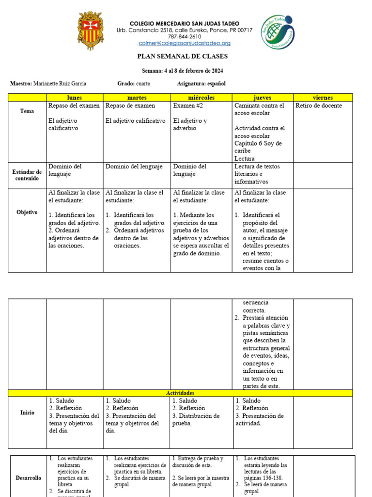 Planificación 4 Al 8 de Marzo 20245 Cuarto Grado | PDF | Lingüística ...