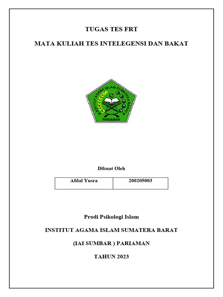 Afdal Yusro - Tes FRT | PDF