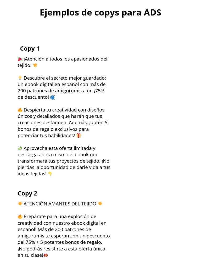 Ejemplos de copys | PDF