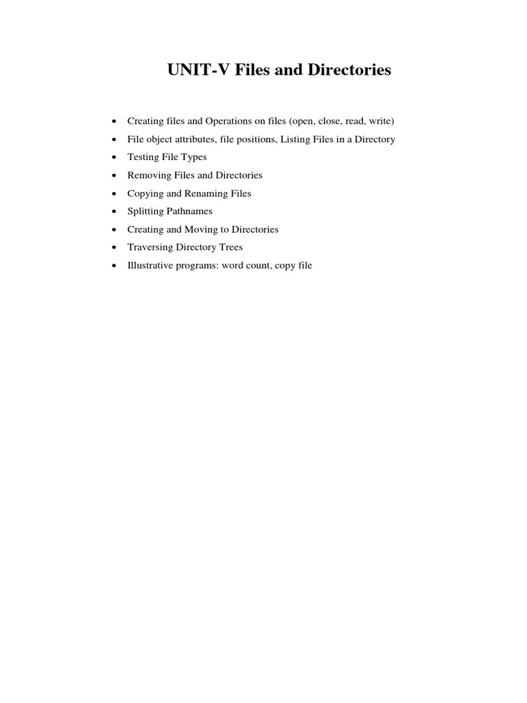 Python Unit V Files And Directories Pdf Computer File Directory Computing 