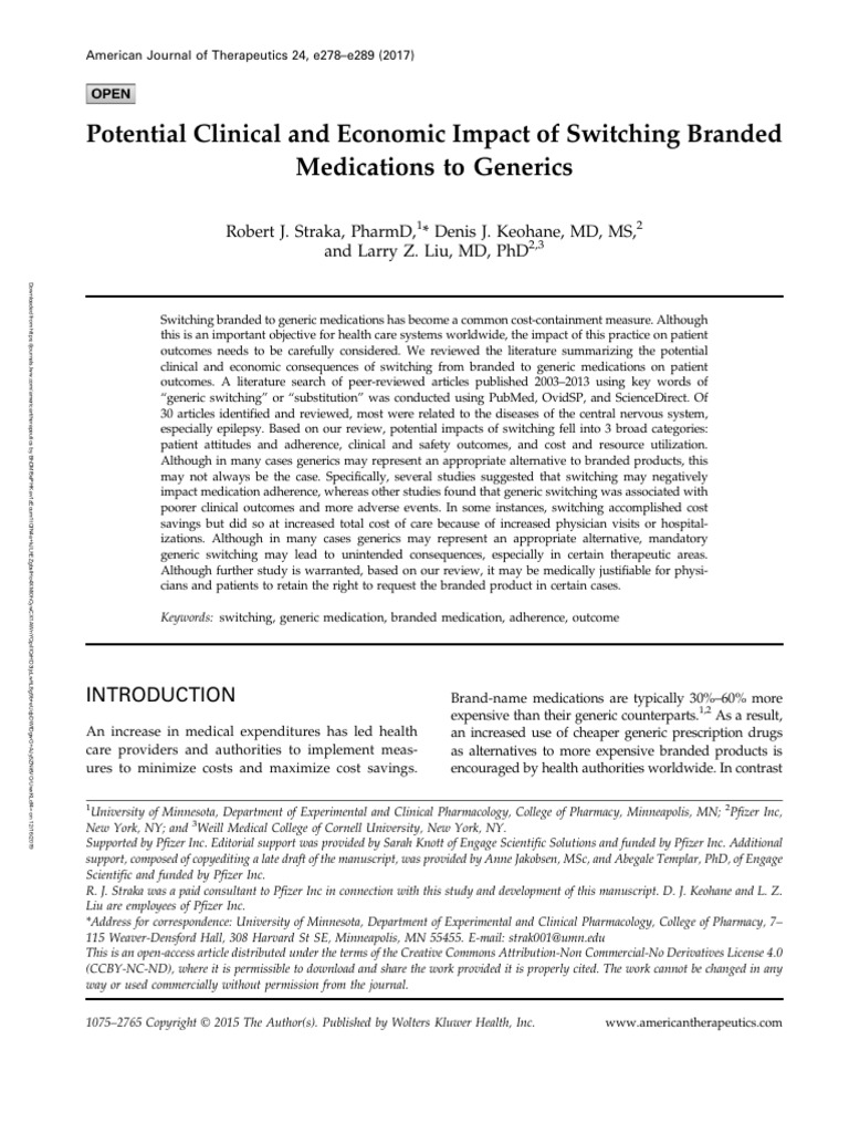 Potential Clinical and Economic Impact Of.6 | PDF | Generic Drug ...