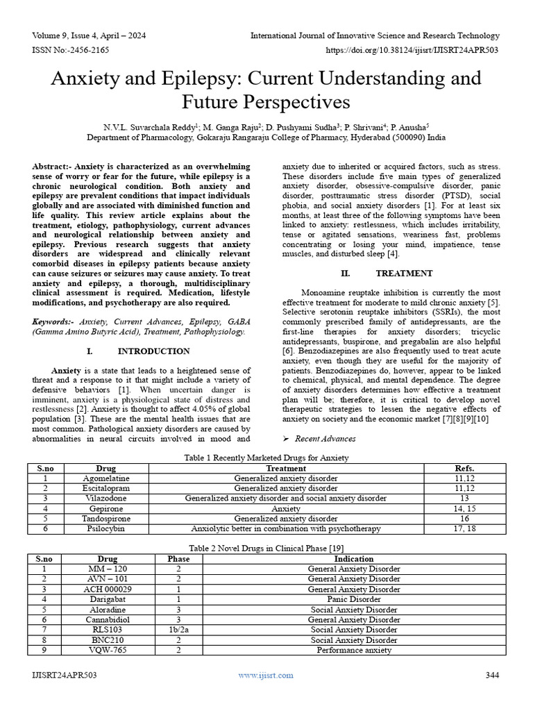 Anxiety And Epilepsy Current Understanding And Future Perspectives