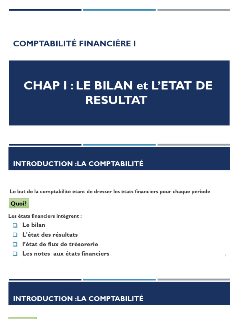 Présentation du Bilan et État des Résultats | PDF | Bilan comptable ...