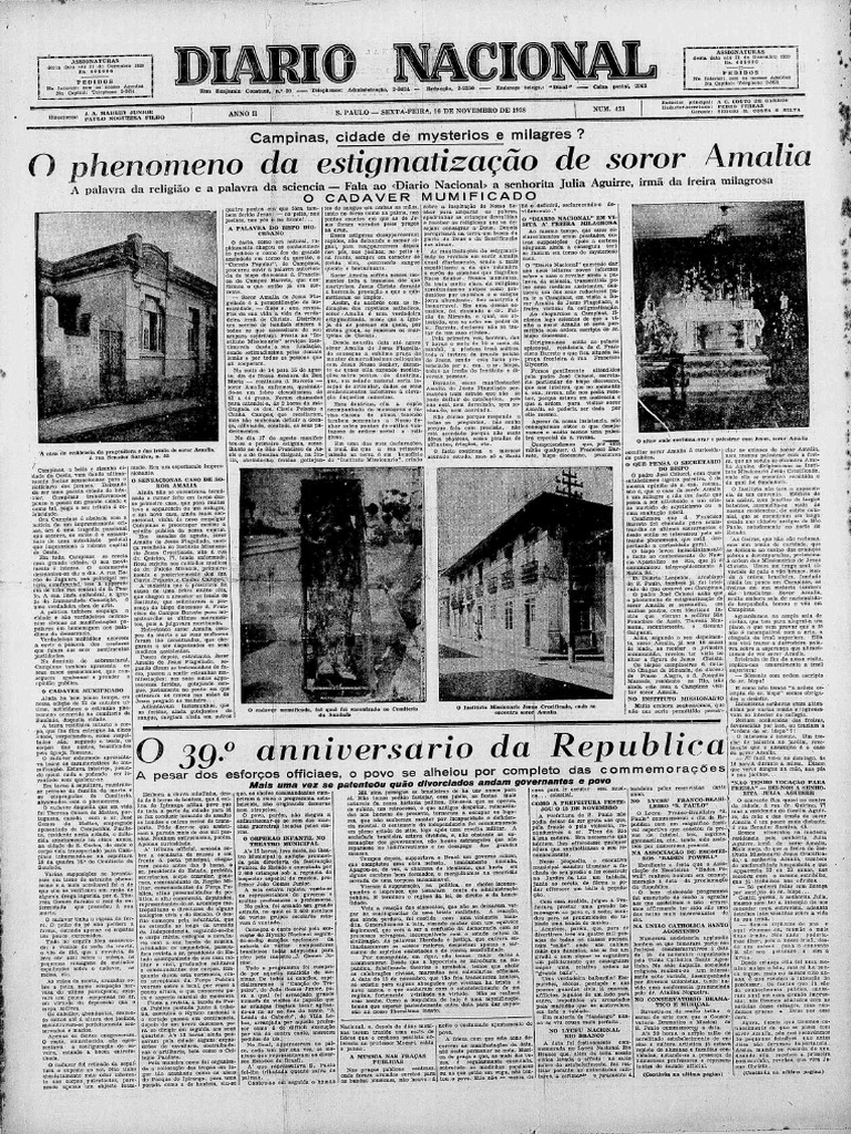 Diario Nacional - O Phenomeno Da Estigmatização de Soror Amalia ...