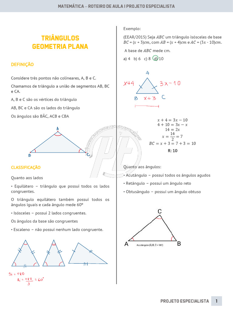 Congruência e Classificação de Triângulos | PDF | Triângulo | Geometria ...