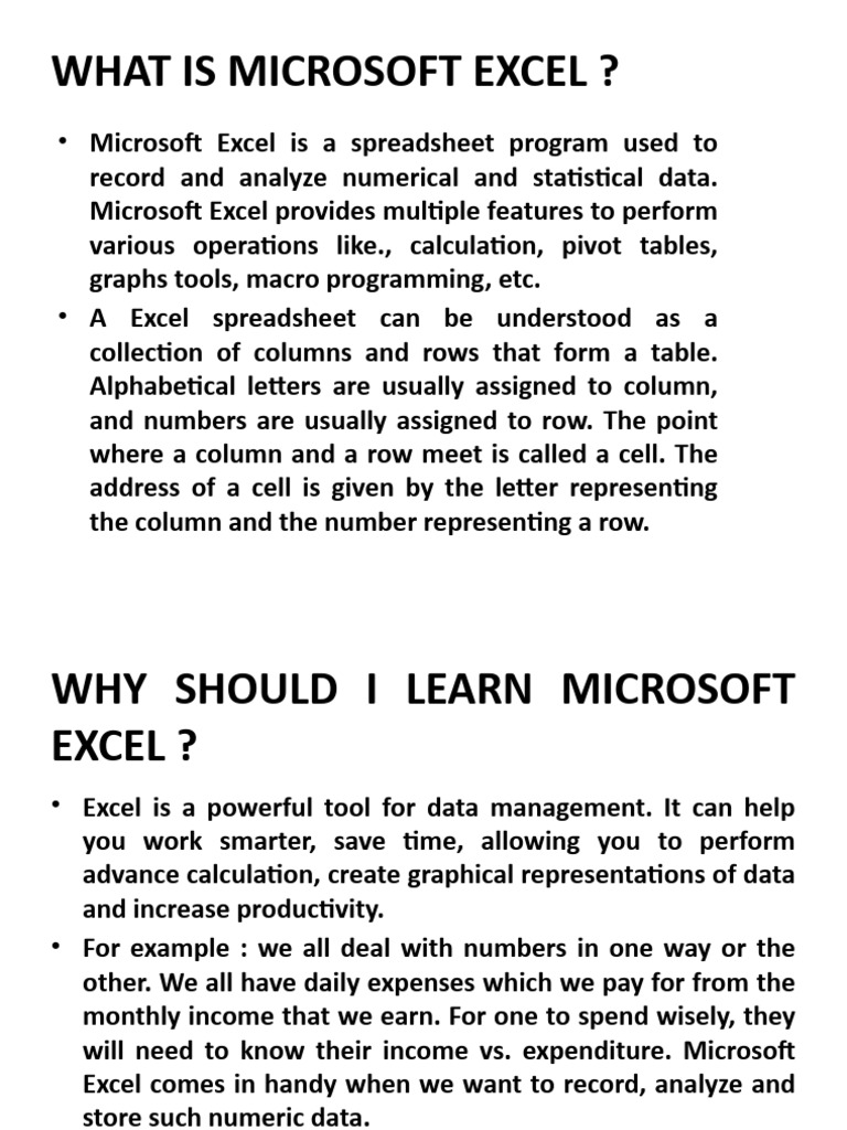 What Is Microsoft Excel | PDF | Microsoft Excel | Spreadsheet