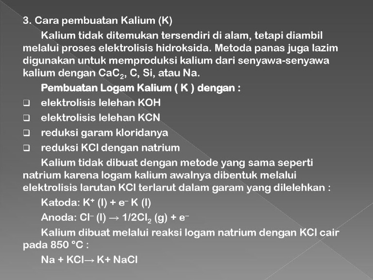 3 +Cara+pembuatan+Kalium+ (K) | PDF