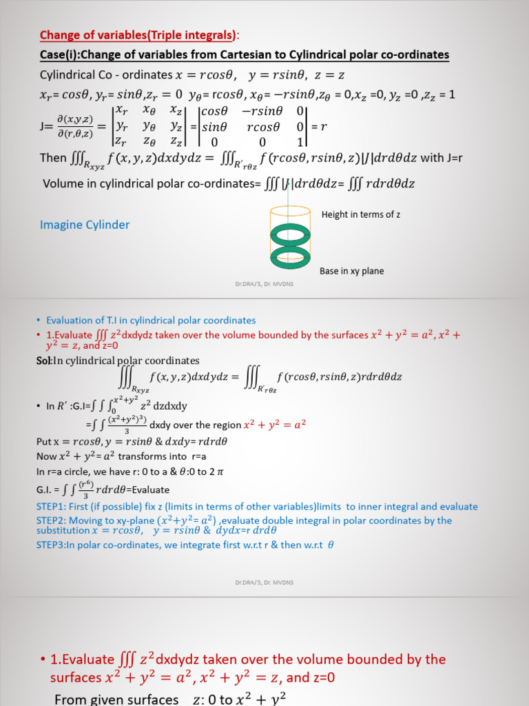 Change of variables in Triple integration | PDF | Sphere | Mathematics
