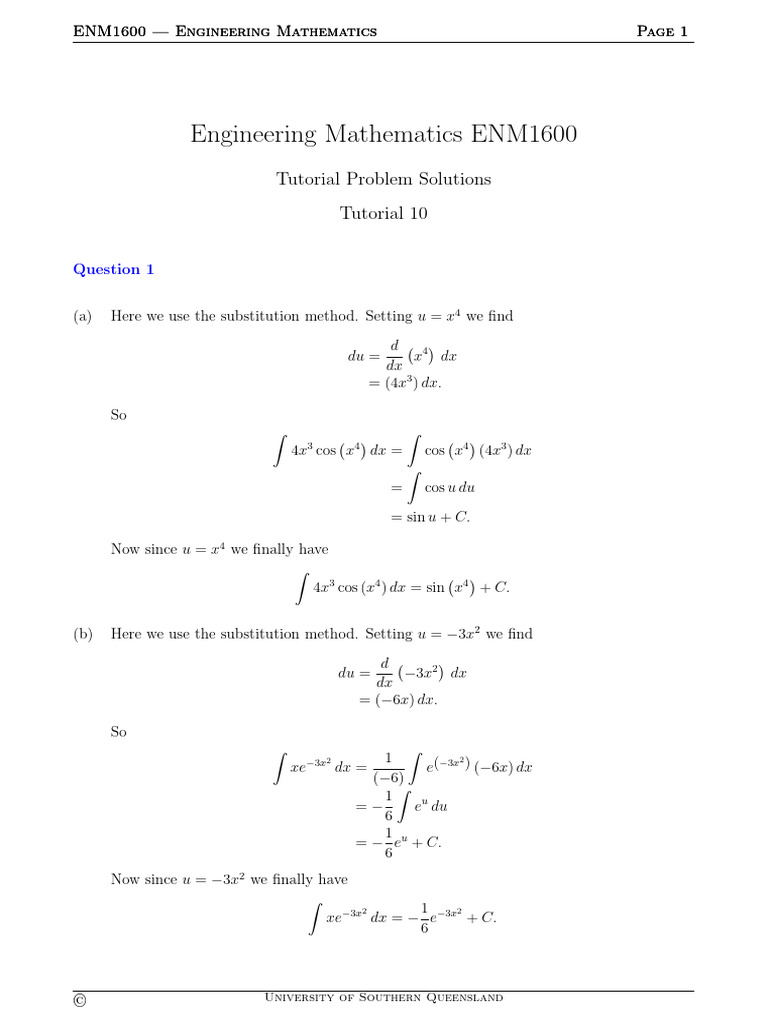 ENM1600 Tutorial10 Soln | PDF | Elementary Mathematics | Geometric ...