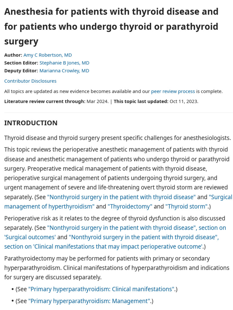 Thyroid Surgery UpToDate | PDF | Hyperthyroidism | Thyroid Disease
