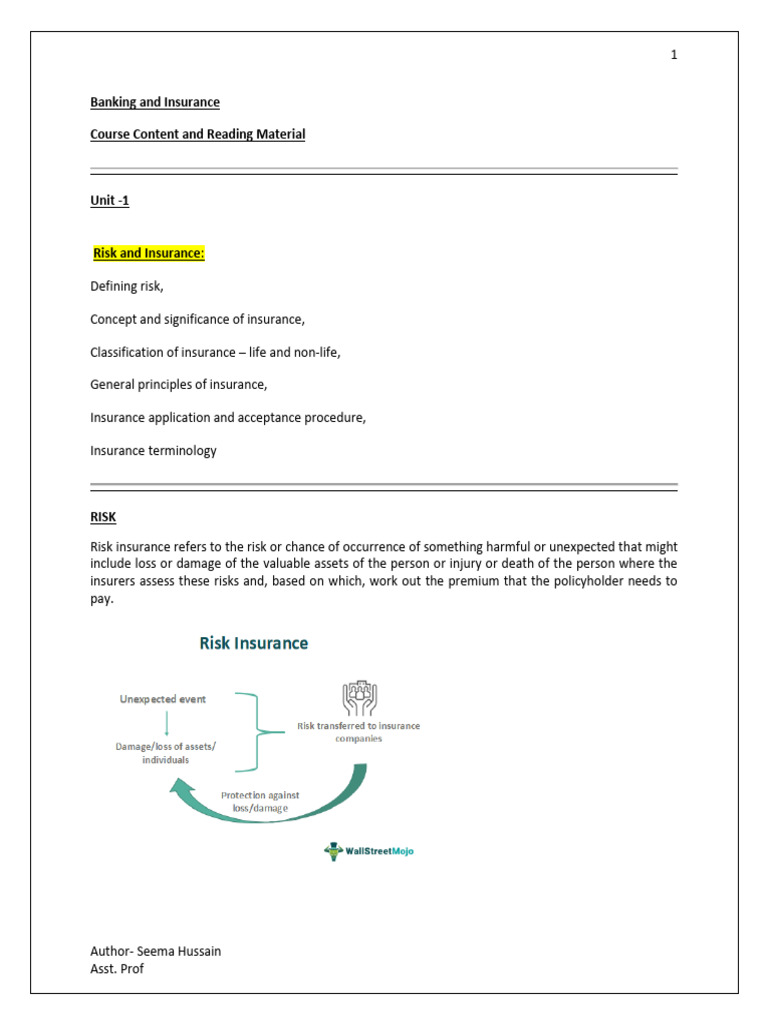 Banking and Insurance (Unit 1) | PDF | Insurance | Life Insurance