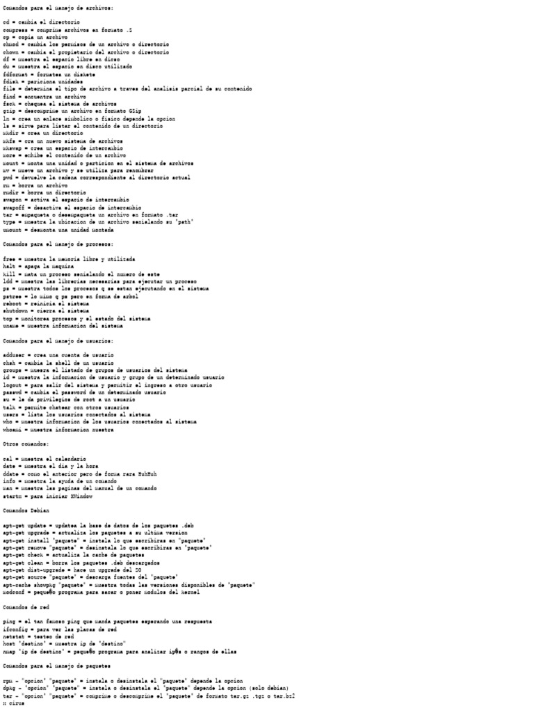 Comandos Linux Pdf Archivo De Computadora Datos De Computadora 4661