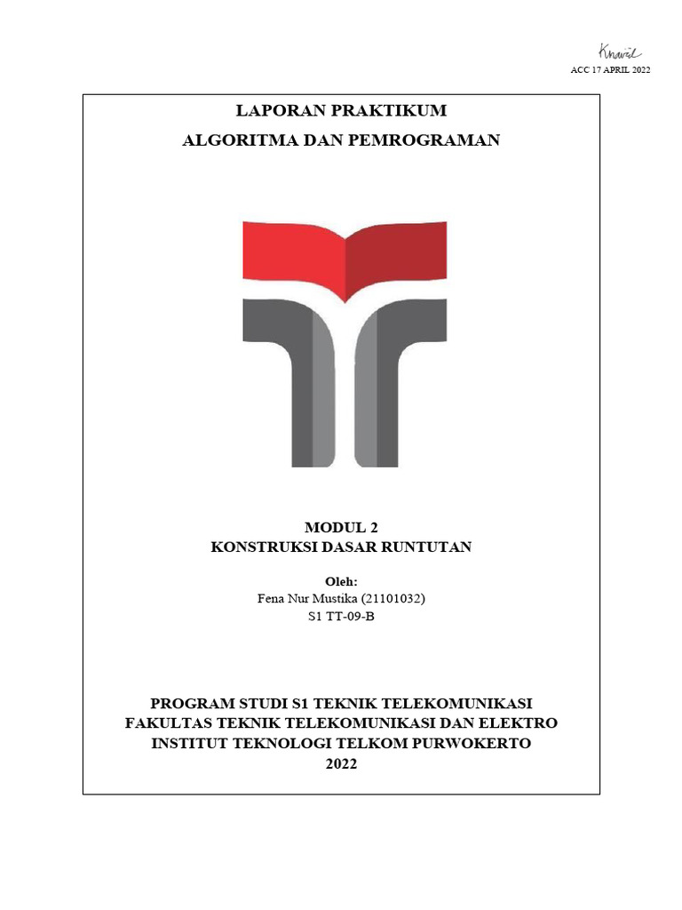 Laporan Praktikum Algoritma Dan Pemrograman Modul 2 Konstruksi Dasar ...