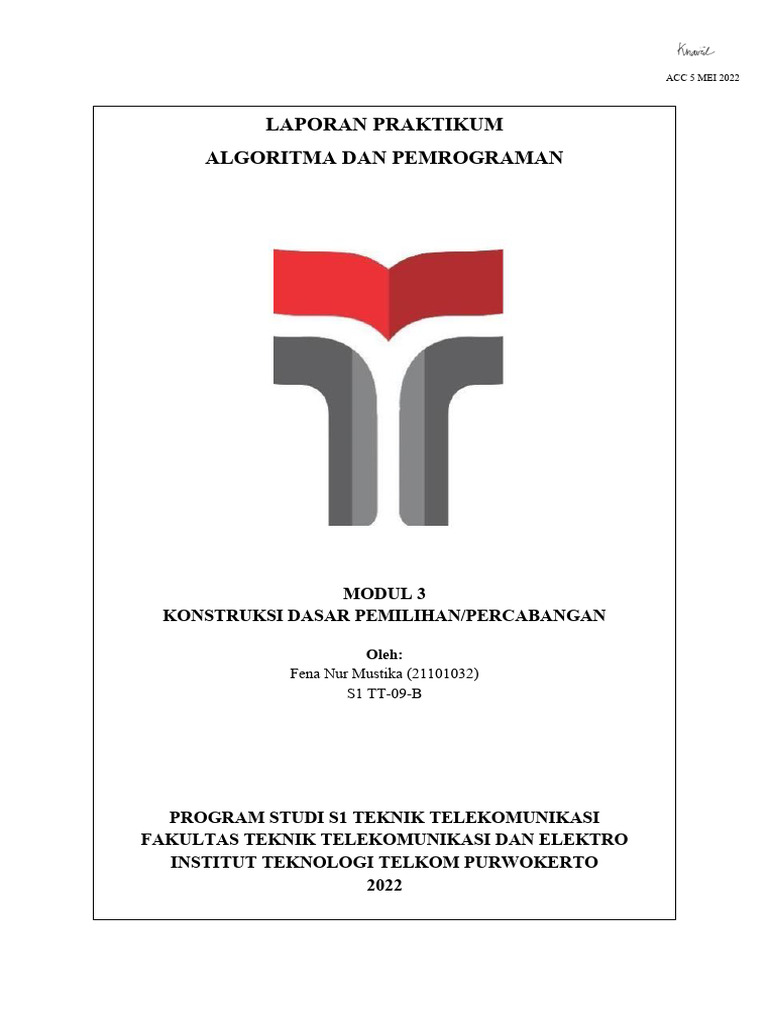 Laporan Praktikum Algoritma Dan Pemrograman Modul 3 Konstruksi Dasar ... Laporan Praktikum Algoritma Dan Pemrograman Modul 3 Konstruksi Dasar ...