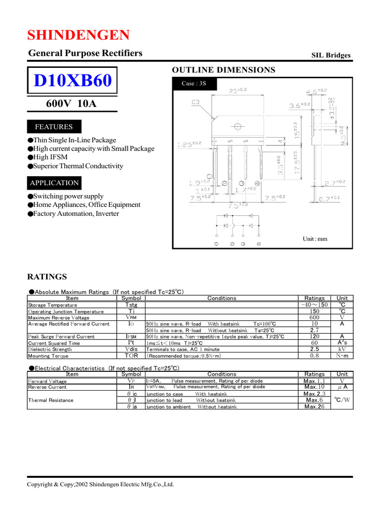 Punte Redresoare D10XB60 | PDF | Rectifier | Diode