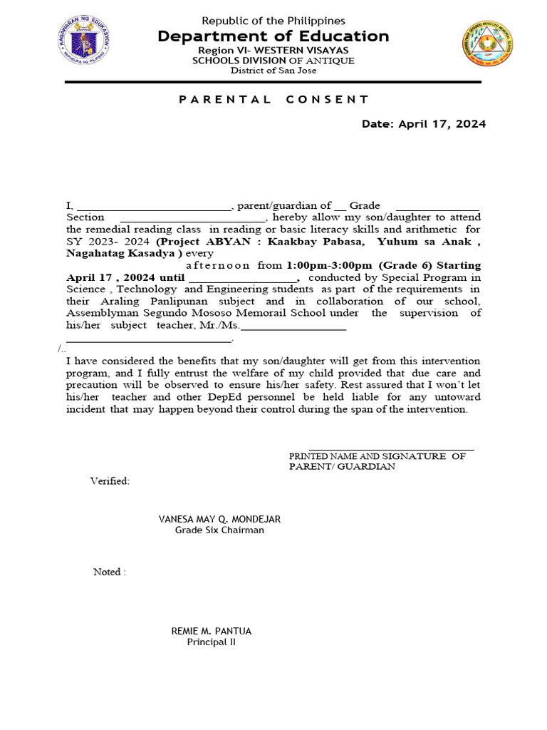 Parents Permit | PDF