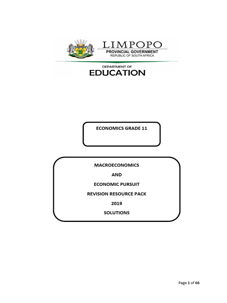 2019 Grade 11 Economics P1 Revisional Material-Marking Guide | PDF ...