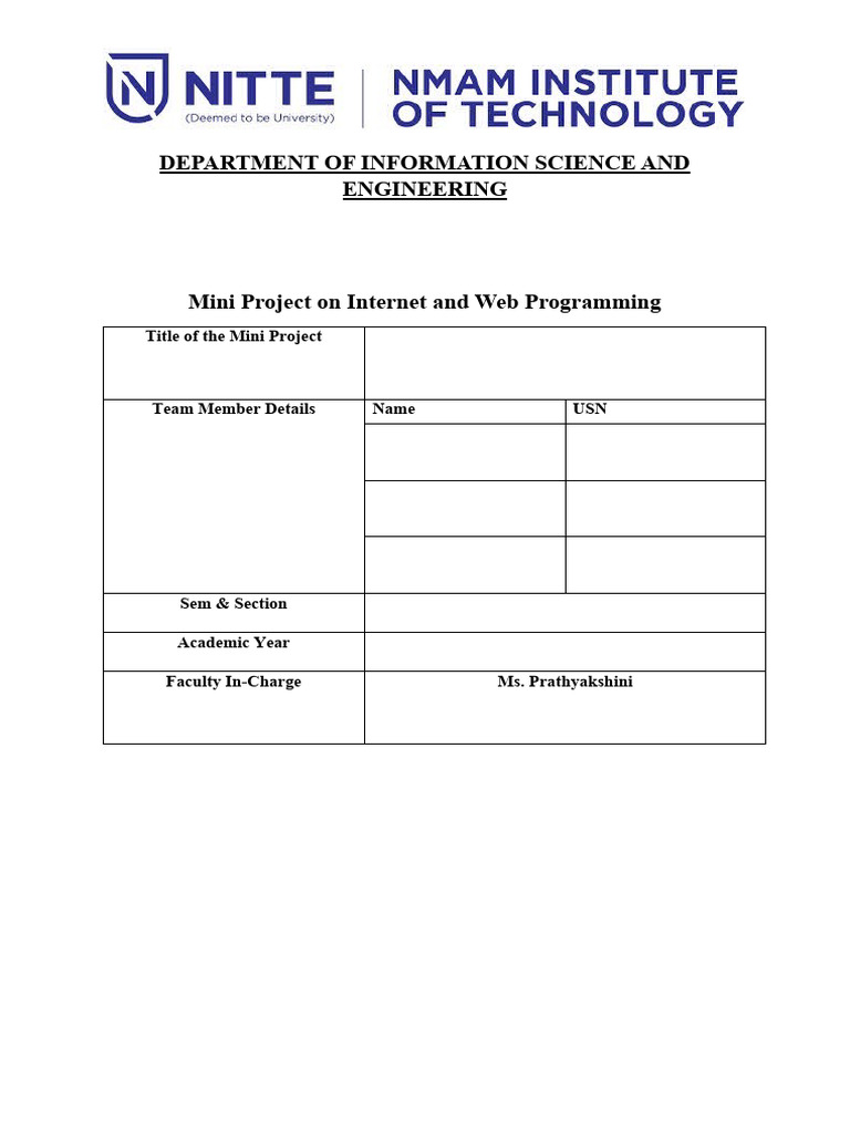 Miniproject Report Format | PDF