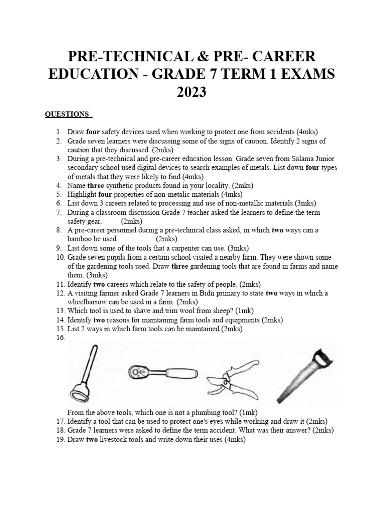 Pre Technical Grade 7 | PDF | Materials