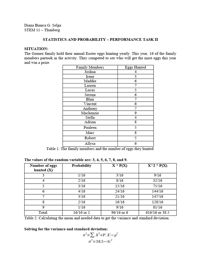 Easter Egg Hunt Statistics Analysis | PDF | Standard Score | Normal ...