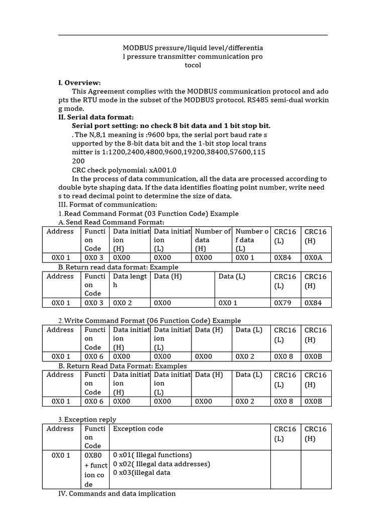 Submersible water level modbus english | PDF | Computer Science | Computing