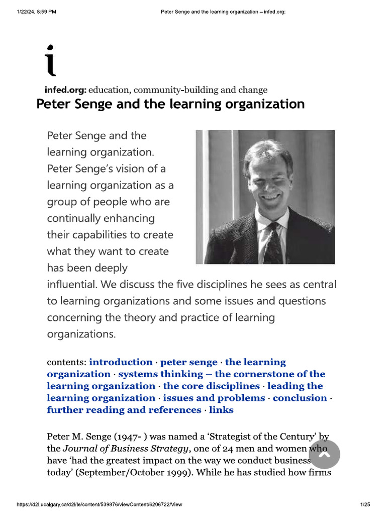 Peter Senge and The Learning Organization | PDF