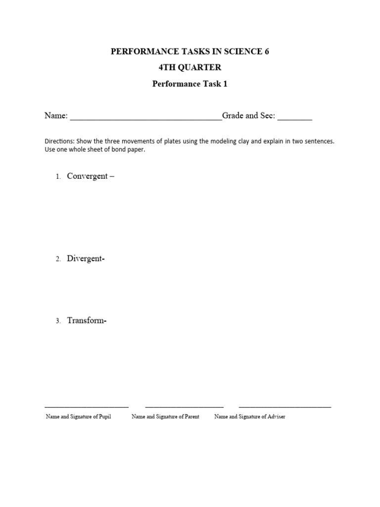 Grade 6 Science Performance Task 4 | PDF