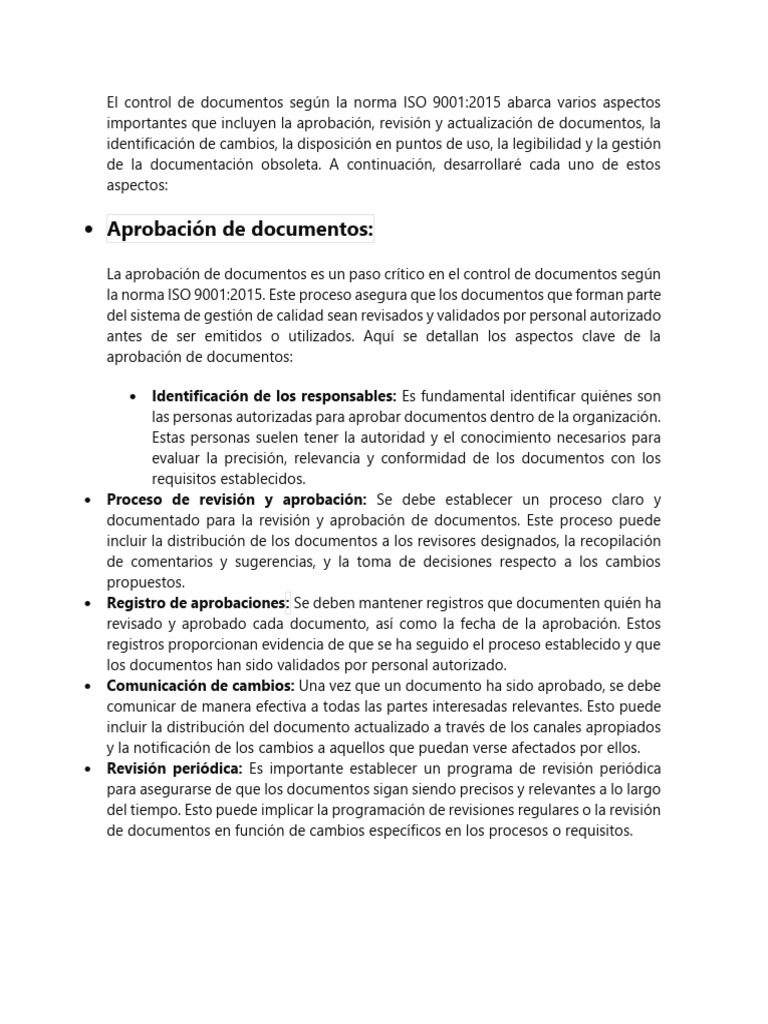 Control de Documentos ISO 9001:2015 | PDF | Sistema de manejo de ...