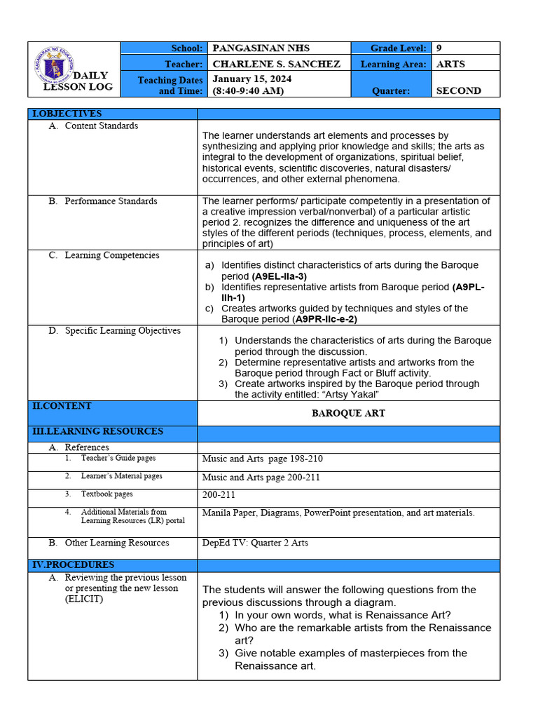 2nd Quarter Cot Arts | PDF | Learning | Teachers
