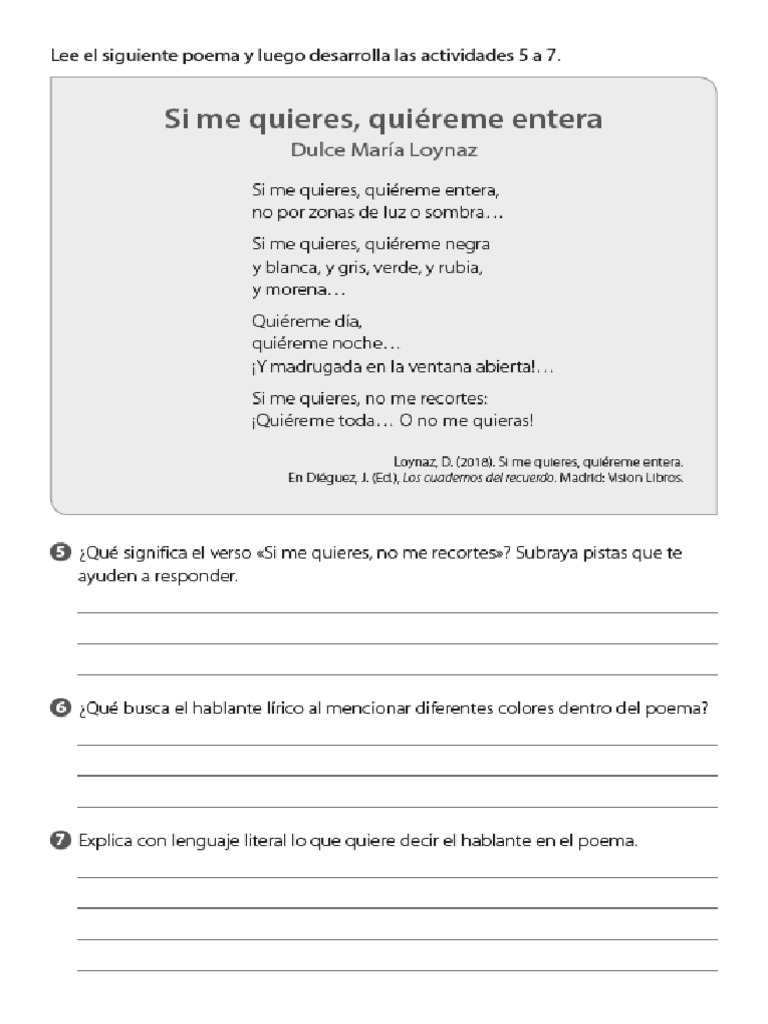 Interpretación de Poemas 8vos Pegar en Cuaderno | PDF