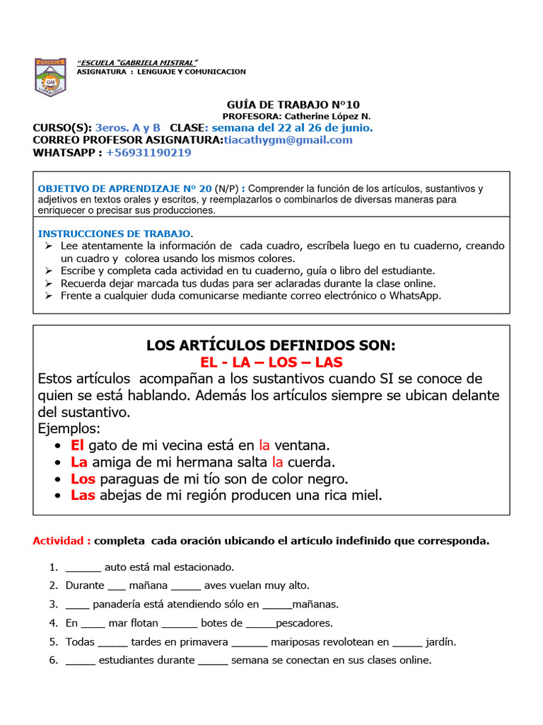 Guía de Artículos, Sustantivos y Adjetivos | PDF | Adjetivo | Lingüística