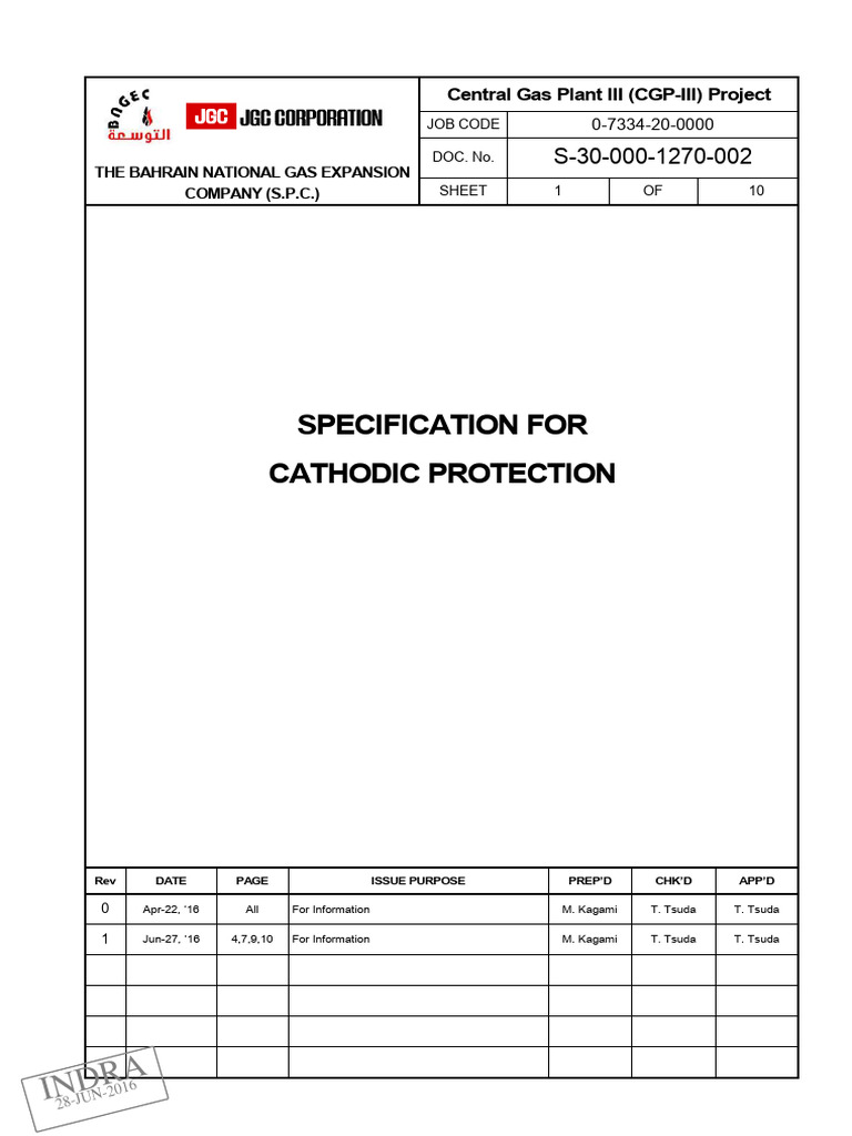 S-30-000-1270-002 1 0010 Specification For Cathodic Protection | PDF ...