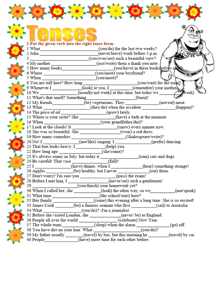 Tenses Grammar Drills - 46084 | PDF | Language Arts & Discipline | Self ...