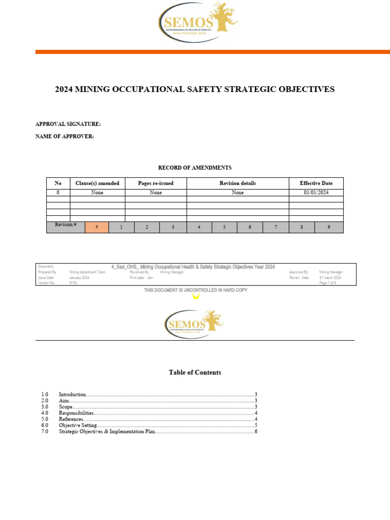 2024 Mining Safety Strategic Objectives | PDF | Risk | Occupational ...