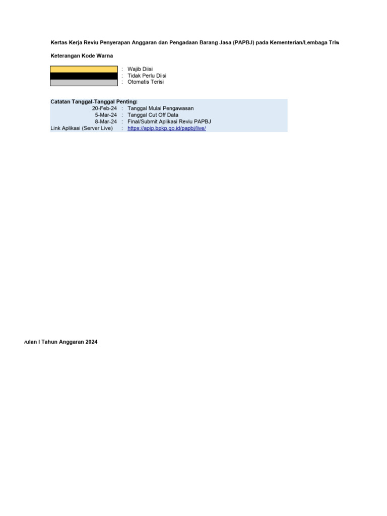 Kertas Kerja Reviu PAPBJ Triwulan I TA 2024 | PDF