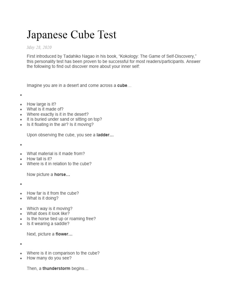 Japanese Cube Test | PDF