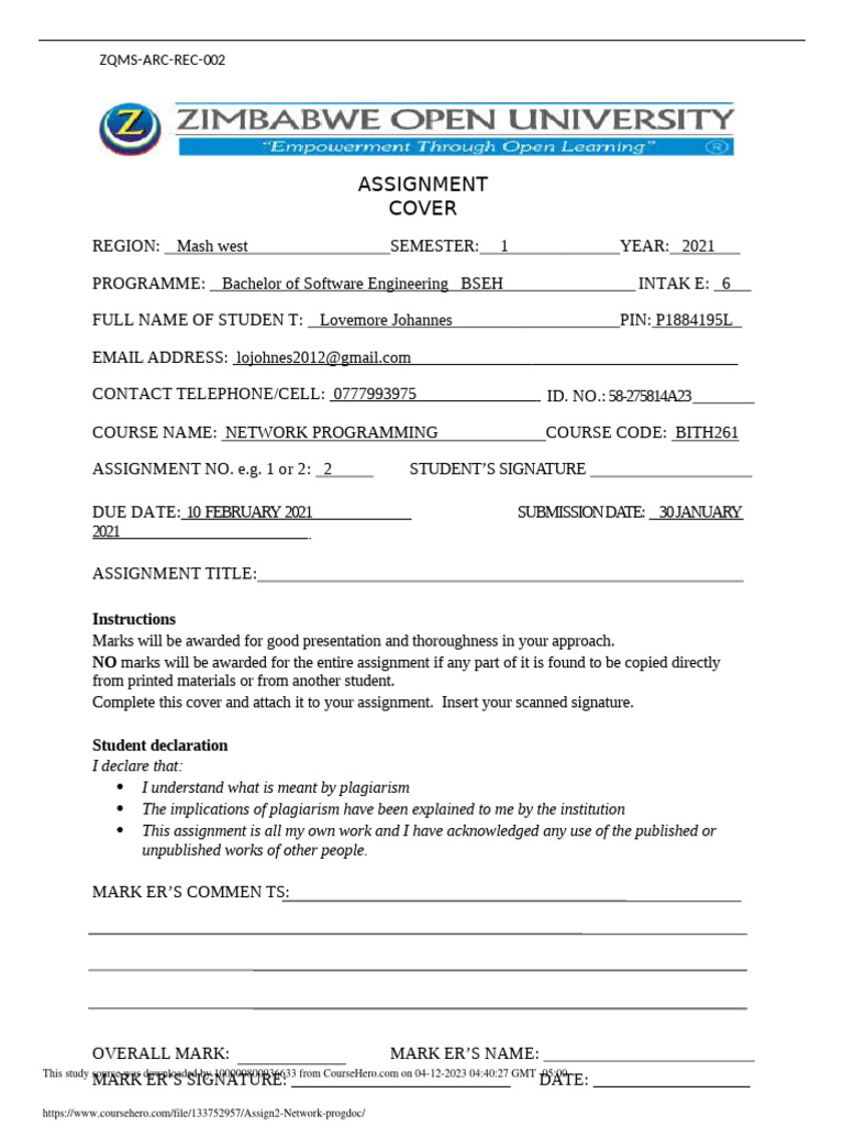 Assign2 Network Prog | PDF | Thread (Computing) | Computing