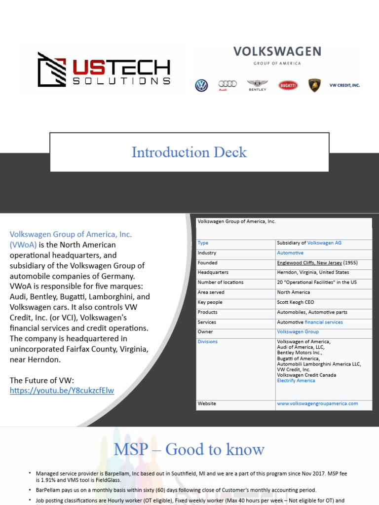 Volkswagen Group of America Overview | PDF