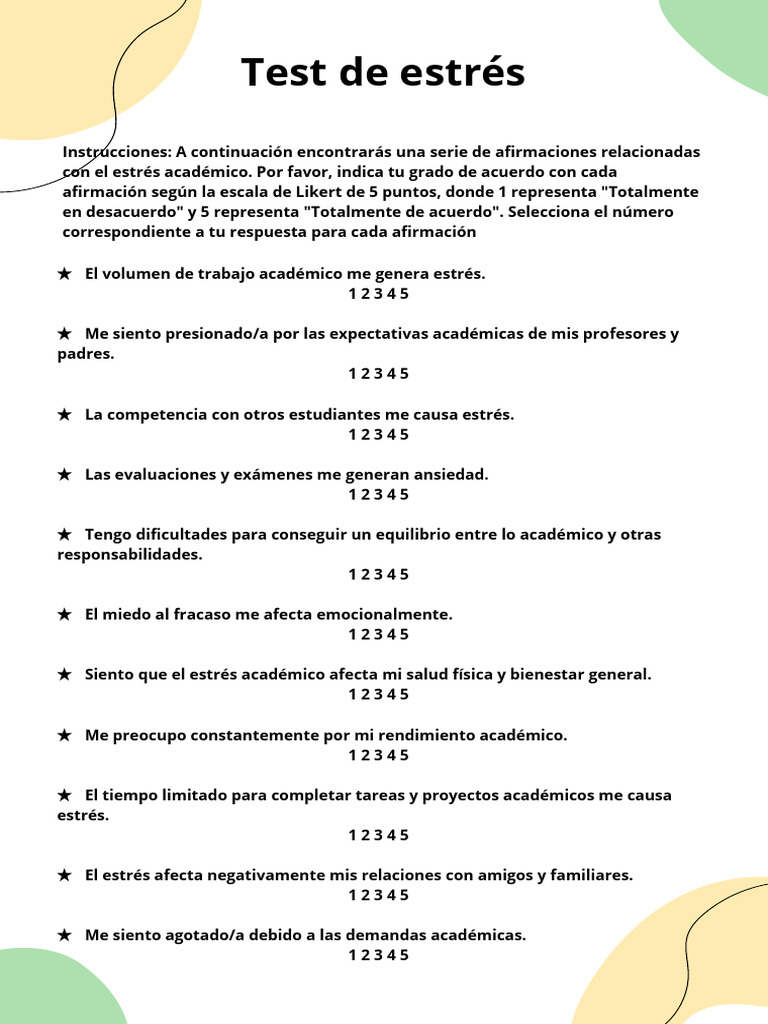 test de estrés escala de likert | PDF