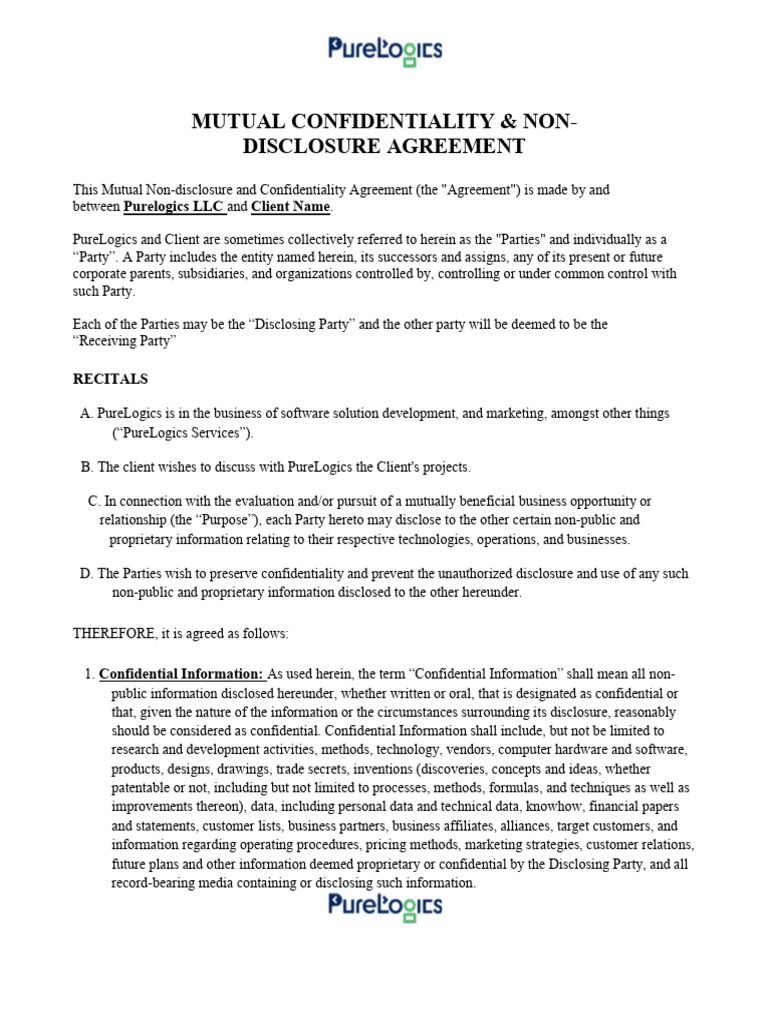 Sample NDA | PDF | Non Disclosure Agreement | Indemnity
