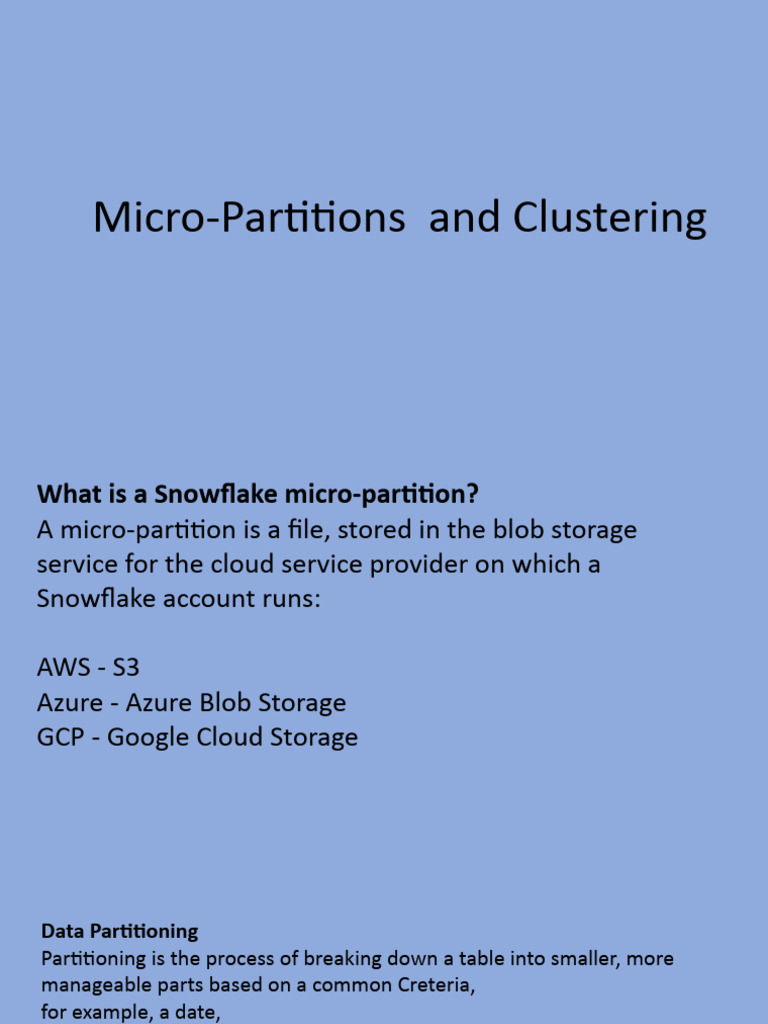 5.micro Partitions+and+Clustering | PDF | Metadata | Databases