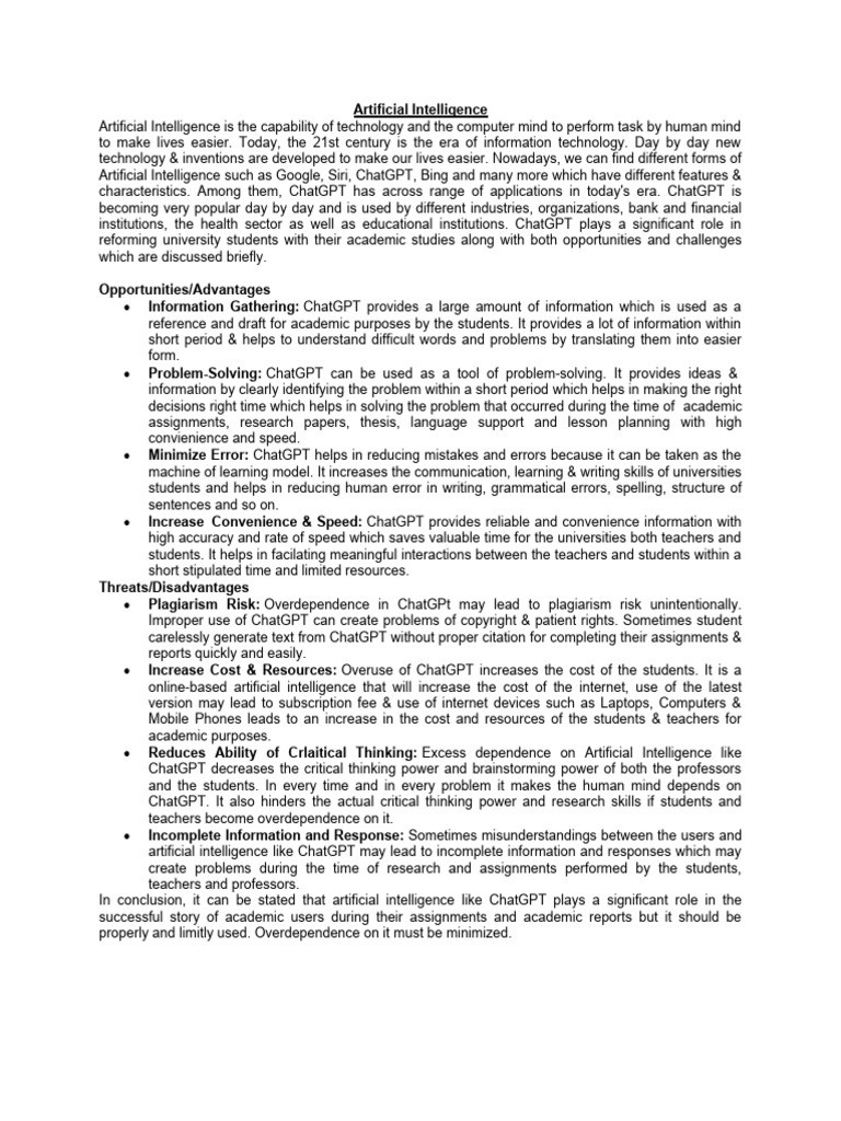 Artificial Intillegence Essay | PDF | Artificial Intelligence ...