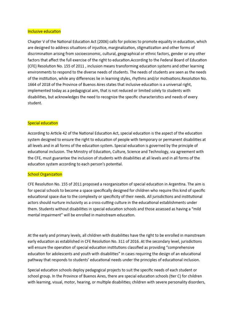 Inclusive Education in Argentina Ronnie | PDF | Special Education | Inclusion (Education)