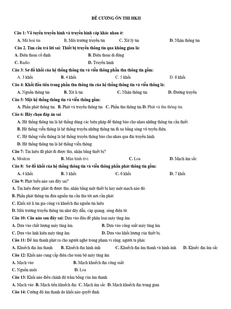 De Cuong KTCK II - CN12 | PDF