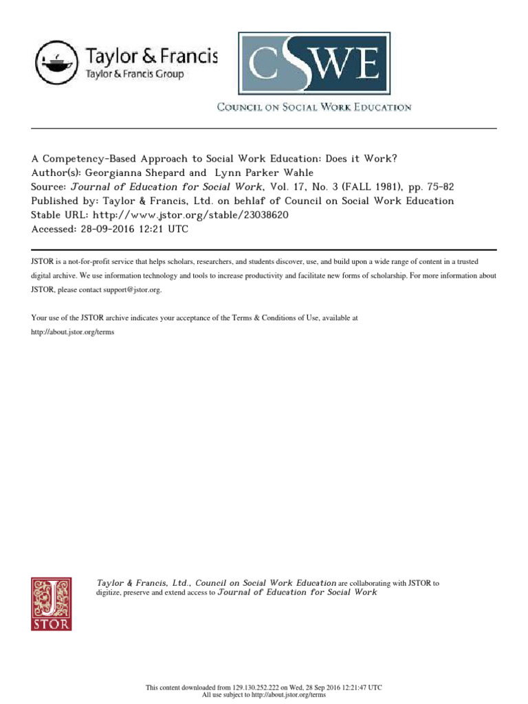 Competency-Based Social Work Education | PDF | Curriculum | Social Work
