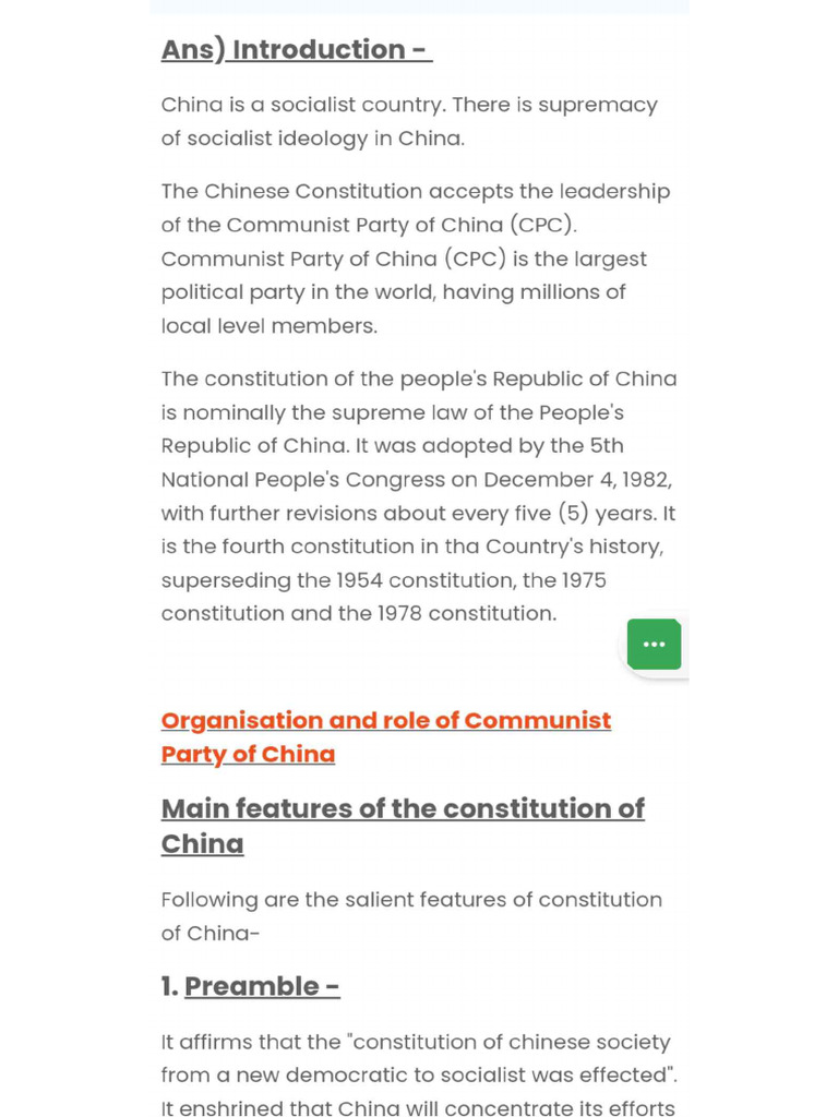 China Constitution Features | PDF