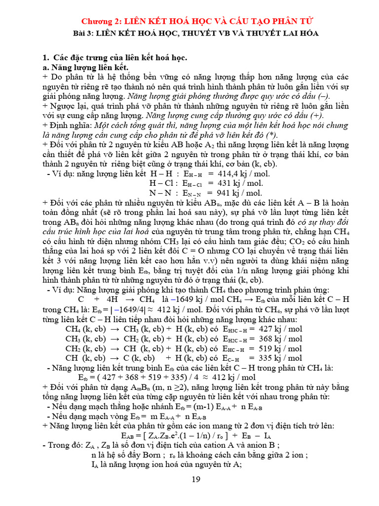 Chuong 2 Cau Tao Phan Tu Va Lien Ket Hoa Hoc Mới Nhất | PDF
