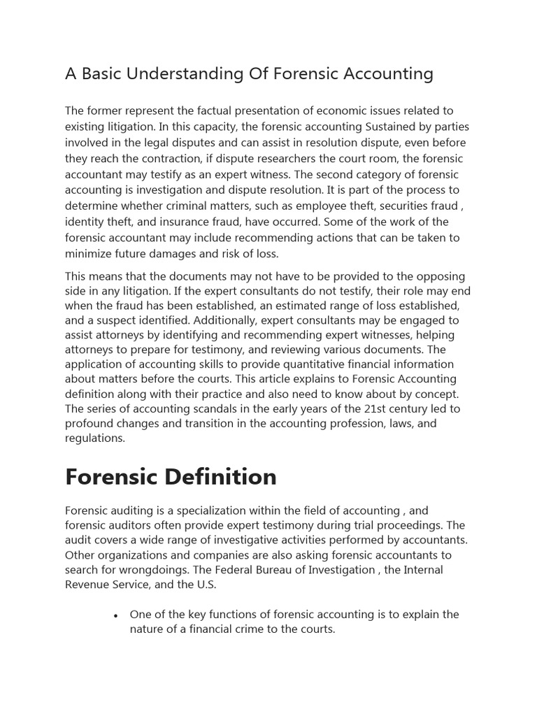 Forensic Accounting: Definition and Basics | PDF | Accounting | Audit